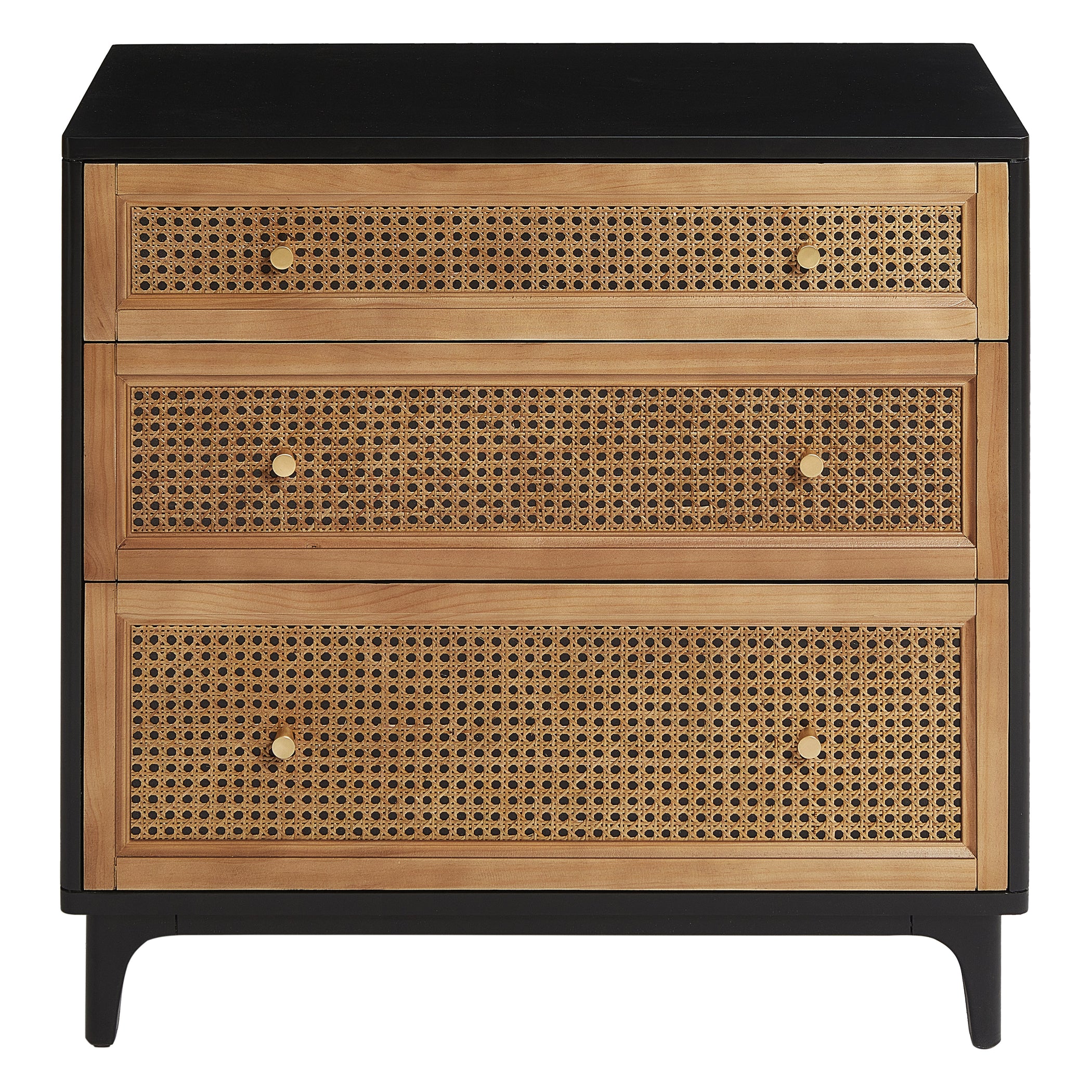 COZAYH 3-Drawer Woven Cane Front Accent Chest with Brass Knobs for ...