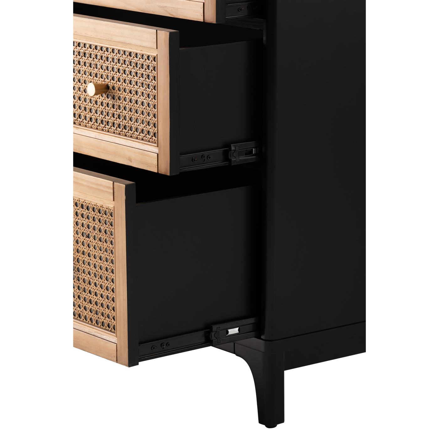 COZAYH 3-Drawer Woven Cane Front Accent Chest with Brass Knobs for ...